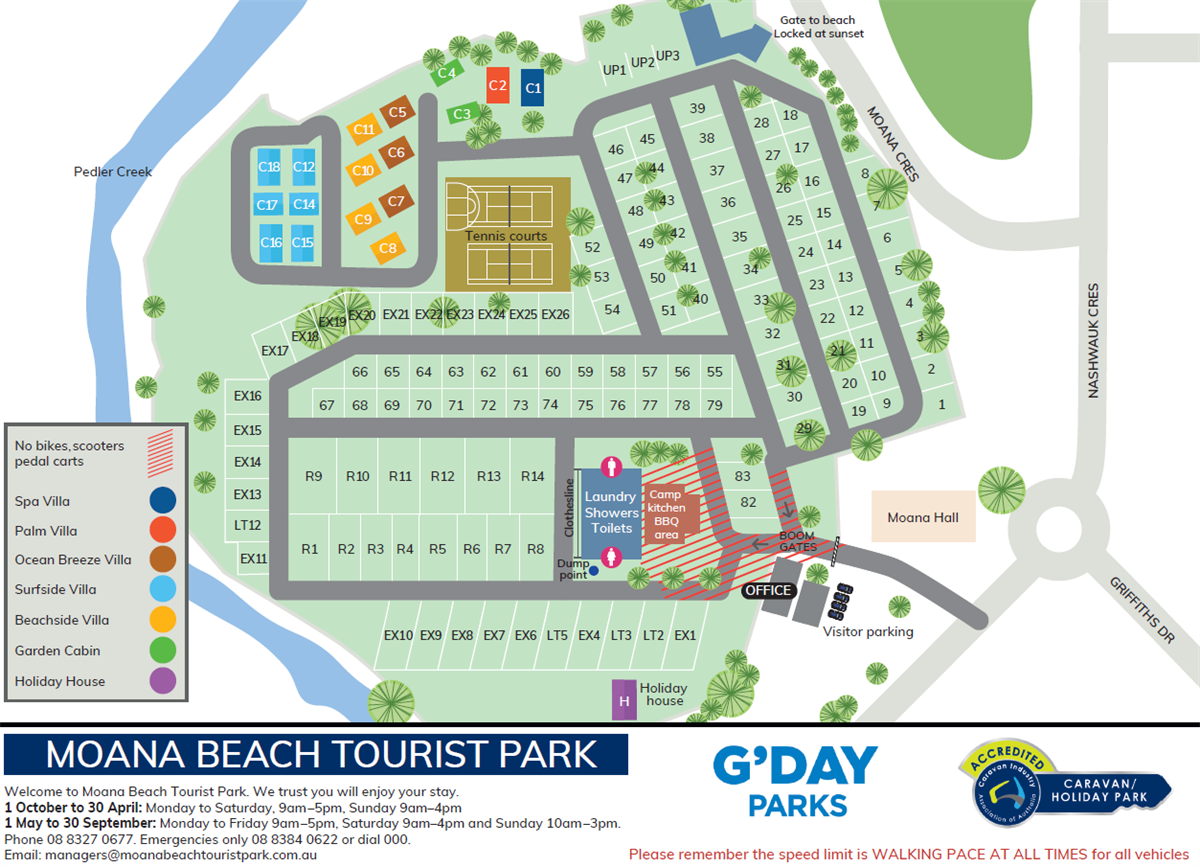 Site map Moana Beach Tourist Park